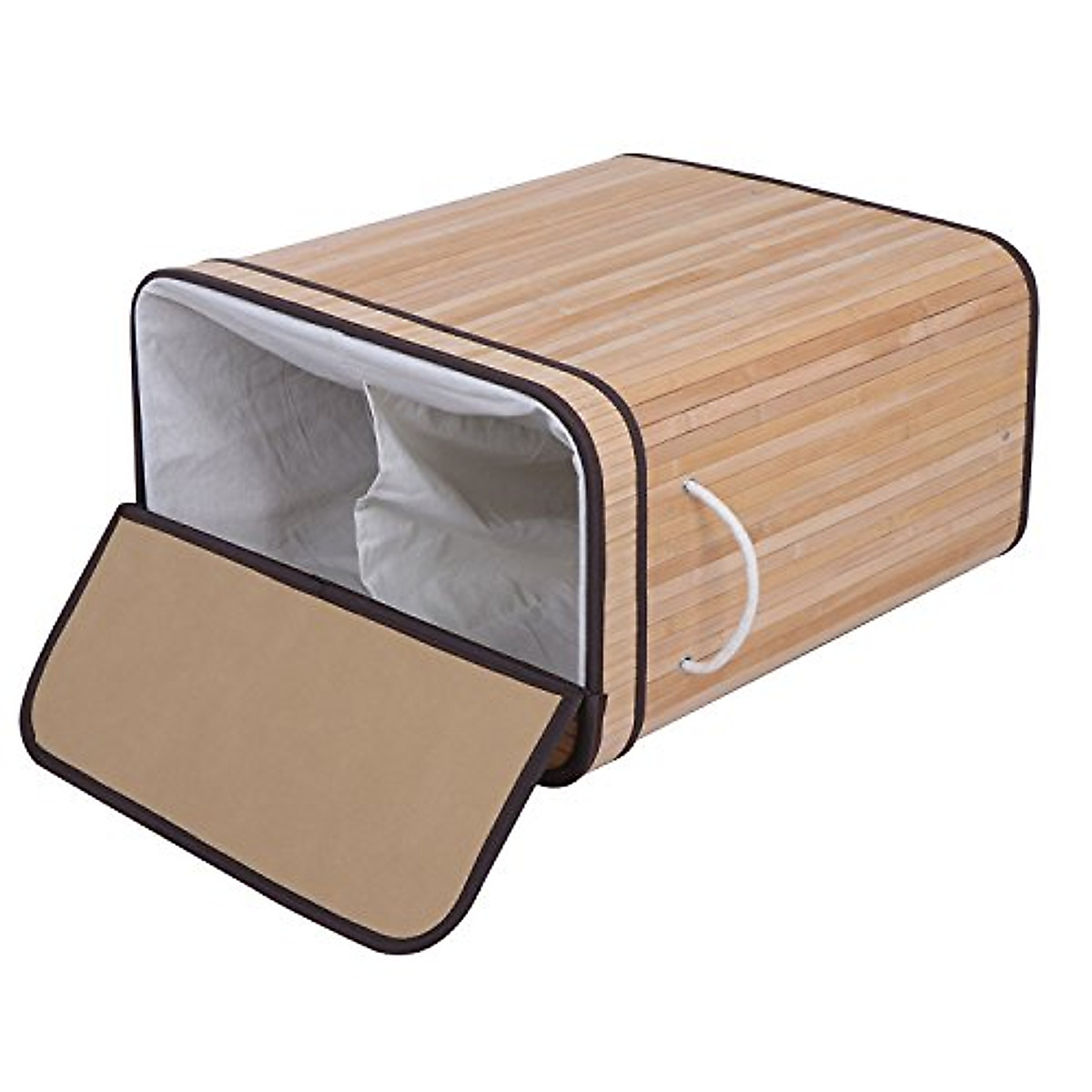 Laundry Basket Bamboo Laundry Hamper 2 Parts for Dirty Clothes Storage