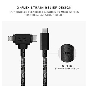 Native Union Belt Cable Duo – 5ft Ultra-Strong Braided Universal Charging Cable – Made with Recycled Materials – 2-in-1 Multi-Device MFi Certified Connectors for Lightning & Type-C Devices (Cosmos)