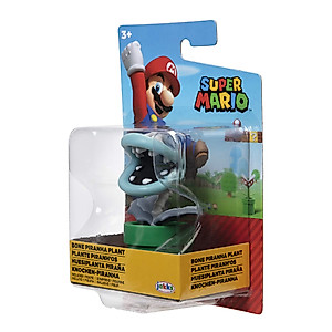 Super Mario Action Figure 2.5 Inch Bone Piranha Plant Collectible Toy