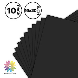Mat Board Center, 10 Pack 16x20 Black Uncut Mat Boards/Backing Matt Boards for Crafts, Frames, Photos and More