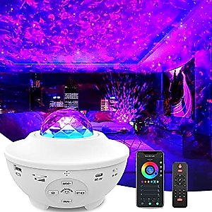 Star Projector, Smart Version 4 in 1 Ocean Wave Projector, Galaxy Projector with Bluetooth Music Speaker, Alexa, Smart App, and Remote, Night Light for Kids Bedroom/Room Decor/Night Light Ambiance