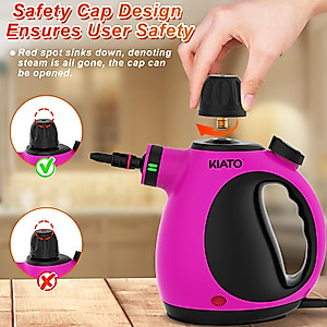 Kiato Handheld Steam Cleaner, 10 in 1 Hand Held Steamer for Cleaning, Portable Pressurized Steamer for Home Use, Bathroom, Mini Steam Cleaners for Upholstery Furniture Sofa Couch Floor Tile Grout Car