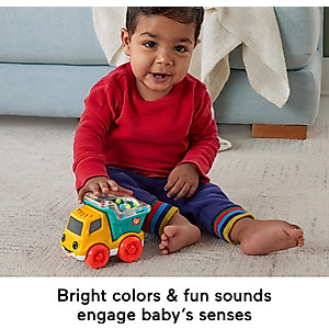 Fisher-Price Baby Toy Poppity Pop Dump Truck Push-Along Vehicle with Fine Motor Activities For Infants Ages 6+ Months