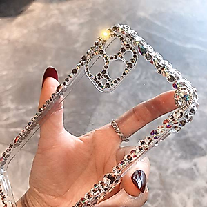 MOSEZA Compatible with iPhone 13 Pro Max Case Luxury Bling Rhinestone Glitter Phone Case for Women Girl 3D Diamond Silicone Clear Protective Case Cover