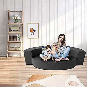 Nigoone Modern Folding Sofa Bed Couch Memory Foam with 2 Pillows Sleeper Sofa futon Couch for Bedroom Living Room Guests, Washable Set, Stylish Oval 76''L × 41.5''D × 10''H,Dark Gray