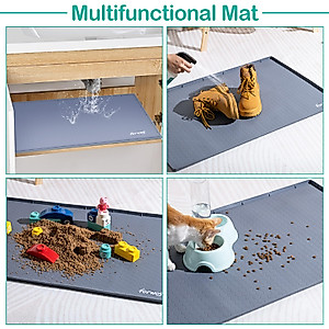 FORWOS Waterproof Under Sink Mat 28" x 22", Silicone Cabinet Liner, Rubber Protector for Kitchen and Bathroom, Keeps Cabinets Clean, Dry, and Organized (Grey)