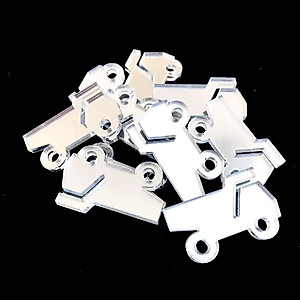 Super Cool Creations Dumper Truck Shaped Crafting Mirrors, Set of 10, Many Colours, Shatterproof Acrylic, Lime Green, Pack of 20 x 2cm