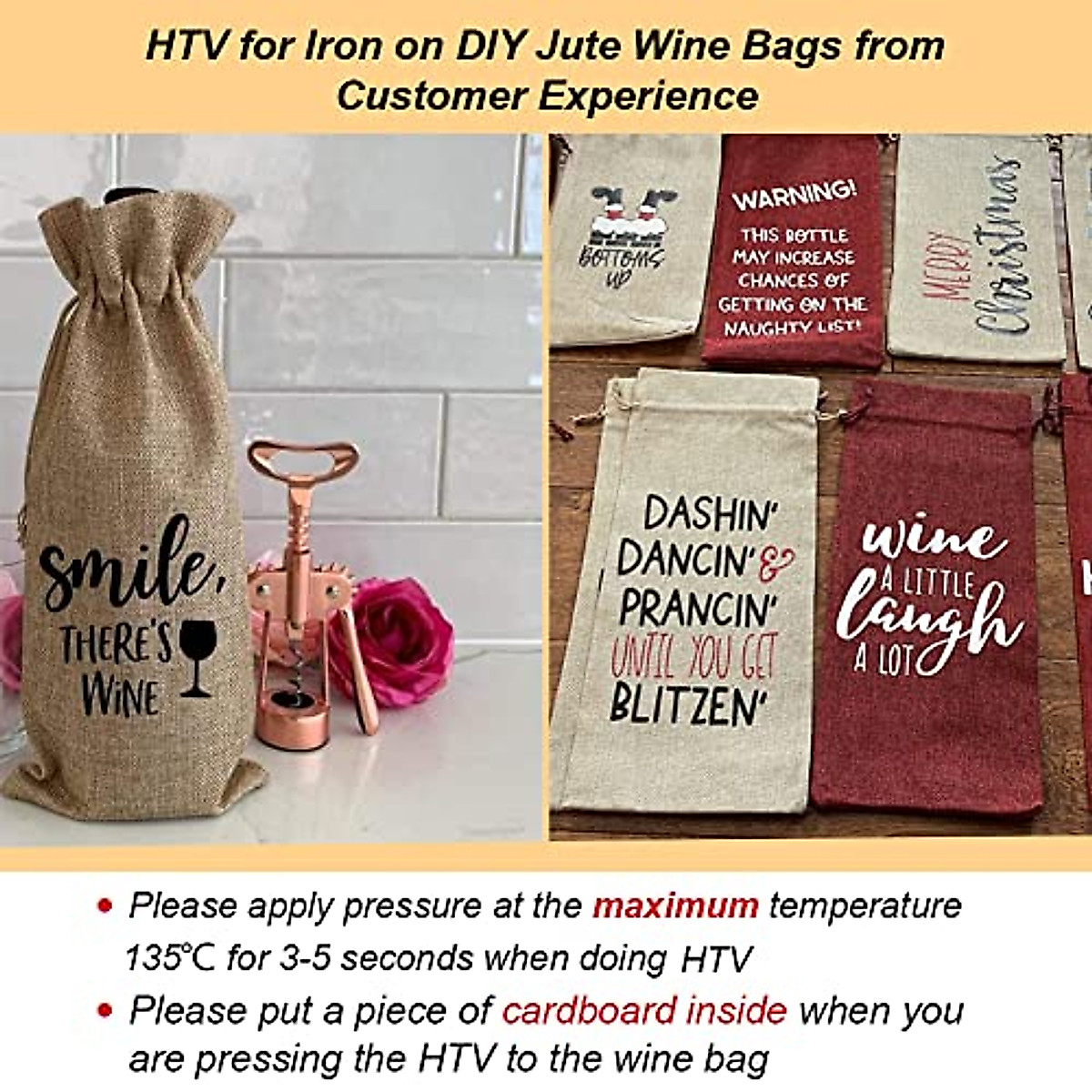 Shintop 10pcs Jute Wine Bags, 14 x 6 1/4 inches Hessian Wine Bottle Gift Bags with Drawstring (Brown)