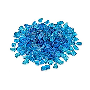 Skyflame 10-Pound Crushed Fire Glass for Fire Pit/Fireplace/Vase Fillers/Garden Landscapes/Resin Art, Sea Blue