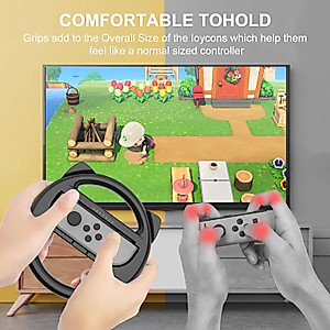 Steering Wheel Controller for Switch Joy Con - Racing Games Accessories Joy Con Controller Hand Grip for Mario Kart Parties, Black