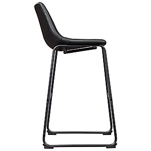 Signature Design by Ashley Centiar Urban Industrial 28.75" Pub Height Bucket Seat Barstool, 2 Count, Black
