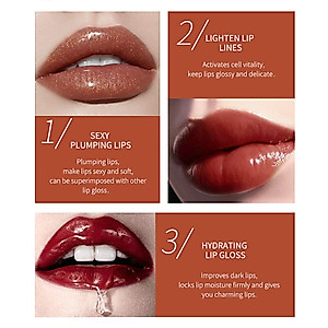 MAEPEOR Glitter Glossy Plumping Lipgloss 9 Colors Moisturizing Lip Plumper Shiny Jelly Lip Gloss Natural Liquid Lipstick for Women and Girls (Glitter Glossy, 02#Peachy Pink)