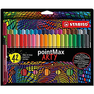 STABILO Nylon Tip Writing Pen pointMax ARTY - Wallet of 42 - Assorted Colors