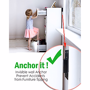 Furniture Anchors to Wall for Baby Proofing Anti Tip Wall Anchors 6 Pack Heavy Duty Dresser Safety Bracket Mount Strap Cabinet