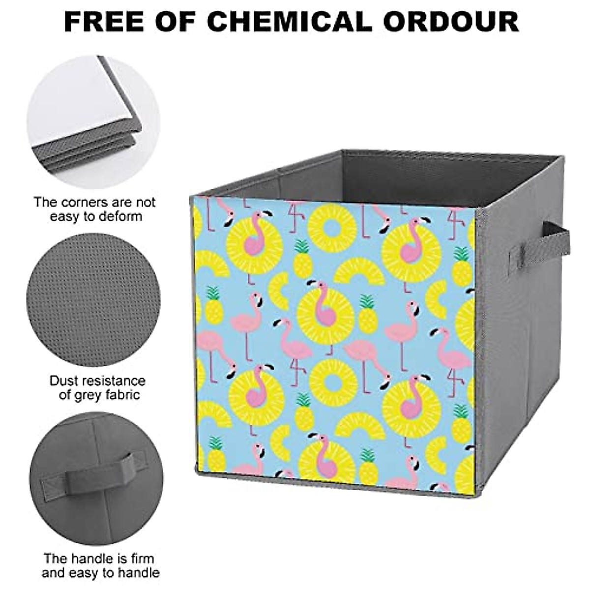 Flamingo and Pineapple Large Cubes Storage Bins Collapsible Canvas Storage Box Closet Organizers for Shelves