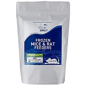 MiceDirect Frozen Large Adult Feeder Mice Food for Adult Ball Pythons Juvenile Red Tale Boa Monitors Lizards (50 Count)