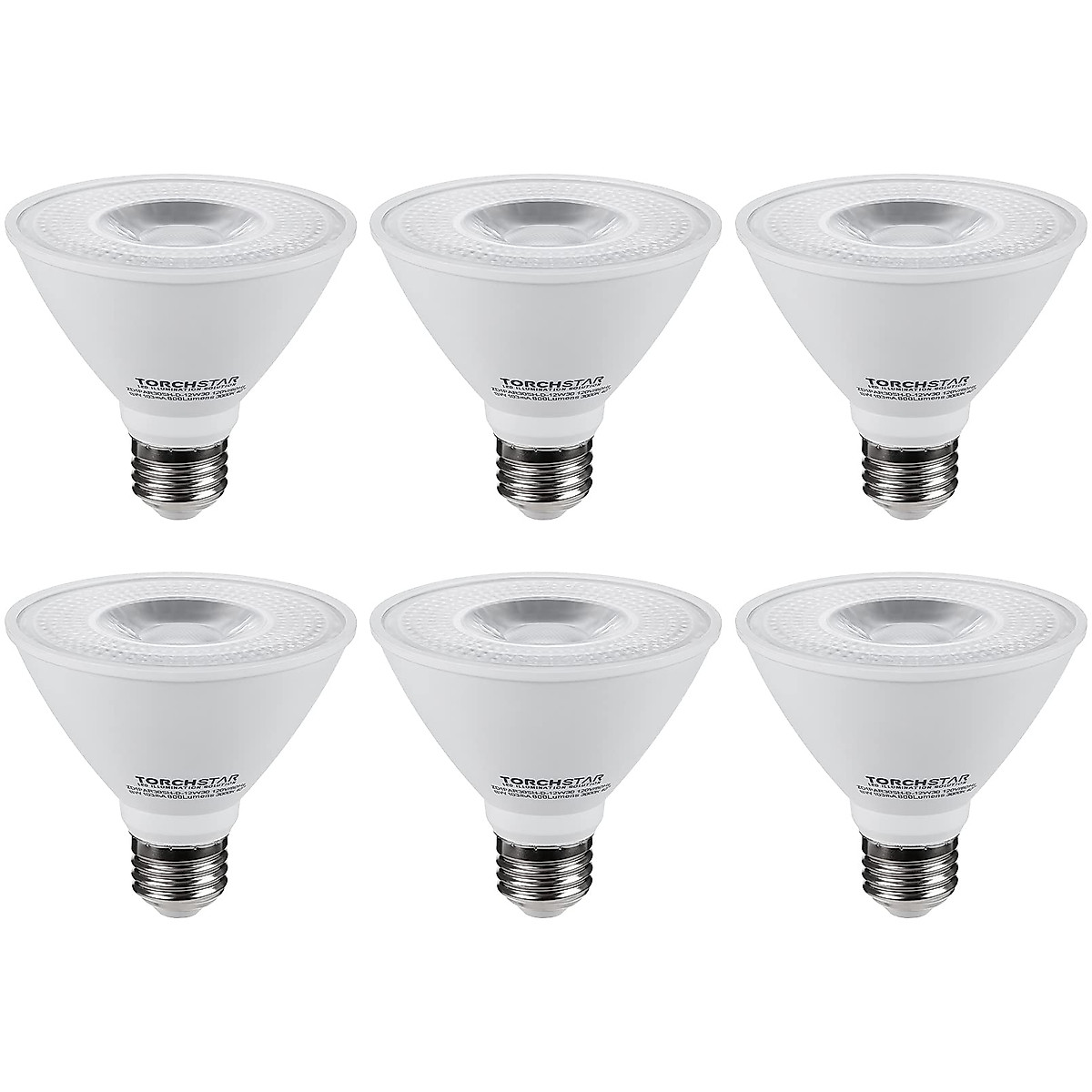 TORCHSTAR PAR30 Short Neck LED Bulb, 8W Equivalent 75W, CRI90+ Dimmable Spot Light Bulbs, UL & Energy Star Listed, Super Bright, 800 Lumens, 3000K Warm White, E26 Medium Screw Base, Pack of 6