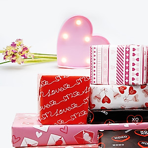 FANCY LAND 10 Sheets Valentine Wrapping Paper Sheets Wedding Valentines Day Gift Wrap Folded Large Sheets 20 X 28 Gift Decoration