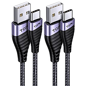 TOPK USB C Cable, [2-Pack, 6ft] 3A Fast Charging USB A to Type C Charging Cable Premium Nylon USB Cable Compatible with Samsung Galaxy S10 S10+ S20 S9 S8 and Other USB C Charger