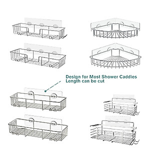 Qiic 4 PCS Shower Caddy Adhesive Replacement Hook, No Drilling Transparent Heavy Stick Hook for Shower Caddy, Bathroom Storage Shelves and Kitchen Racks, Size: 10.2 * 2.7in