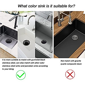 HausinLuck Gunmetal Black Kitchen Sink Drain, Garbage Disposal Sink Flange and Stopper, Garbage Disposal Flange Plug for 3-1/2 Inch Drain Hole, Garbage Disposal Drain, Sink Flange and Stopper