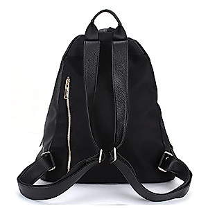Camelia de Amour Women backpack purse Fashion Leather Rucksack medium size Nylon Rucksack (black/gold Hardware, 6.4L)