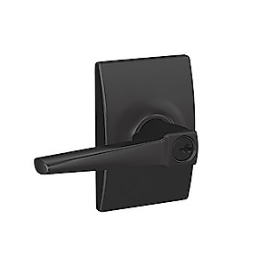SCHLAGE F51A ELR 622 CEN Eller Lever with Century Trim Keyed Entry Lock, Matte Black