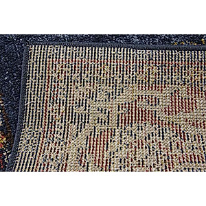 Unique Loom Utopia Collection Traditional Classic Vintage Inspired Area Rug with Warm Hues, 2' x 6' 1" Runner, Dark Blue/Beige