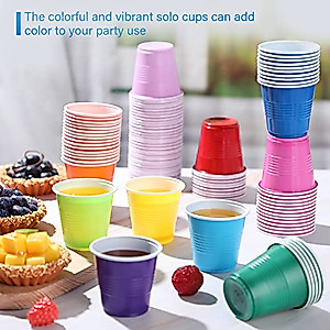1000 Pack 3.4 Oz/100 ml Plastic Party Kids Cups Bulk Colored Mini Plastic Shot Glasses Disposable Bathroom Cup Small Drinking Cups Tasting Cups for Graduation Bridal Party Baby Shower, 10 Colors