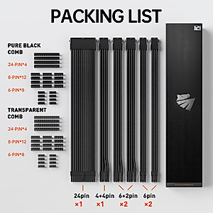 ASIAHORSE 16AWG PSU Cable Extension Power Cords, Customized Power Supply Mod Sleeve Extension Cable, ATX/EPS/8-pin PCI-E/6-pin PCI-E for PSU Cable