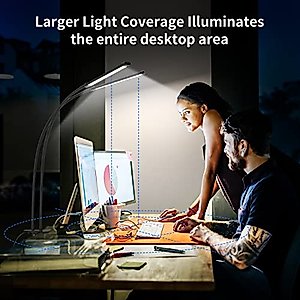 iZELL 154 LED Dimmable Desk Lamp - 【3 Colour Temperatures & 10 Brightness Levels】 2X 70cm Flexible Gooseneck with USB Charger, Easy Clip on Reading Light, Led Table Lamp, Work Lamp for Home/ Office