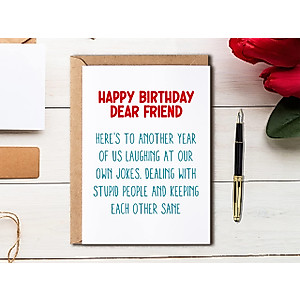 EdgarGifts Happy Birthday Dear Friend - Happy Birthday Card For Women Men - Funny Birthday Card For Best Friend Coworker Classmate Bestie