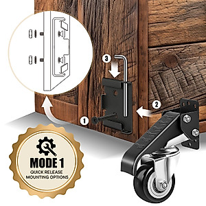 SPACECARE Workbench Casters kit 600Lbs Heavy Duty Quick Release 2 Mounting Options Retractable Workbench Stepdown Caster Wheels Adjustable Polyurethane Durable Steel Construction (Set of 4)