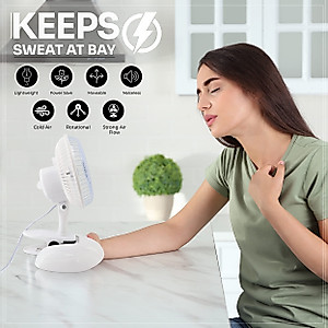 RamPro Portable Desk and Clip on Fan, 6 Inch Fans Small and Quiet Plug In, Small Personal Cooling Fan for Desk Home Bedroom Office, 2 Speed, Adjustable Tilt, White