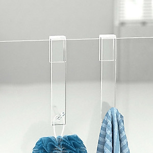 C-LARSS Acrylic Hook No Drill Heavy Duty Strong Load Bearing Glass Shower Door Hanger Bathroom Frameless Glass Shower Door Acrylic Hook Transparent