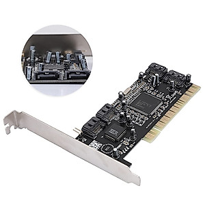 ASHATA PCI 16X to 4-Port SATA Riser Card,5Gbps Sil3114 Master SATA PCI 4 Port Expansion Card,PCI SATA Controller Expansion Card for 98SE/ME/NT4.0/2000/XP/7/Vista and Linux.