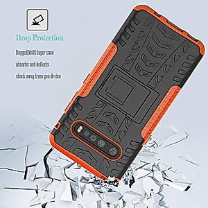 Yerebel for LG V60 ThinQ Case, V60 ThinQ 5G Case, with Kickstand Hard PC Back Cover Soft TPU Dual Layer Protection Phone Cover for LG V60 ThinQ (Orange)