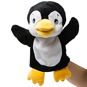 HollyHOME Plush Zoo Friends Hand Puppet Animal Puppet Penguin for Kids Storytime 14 Inches Black