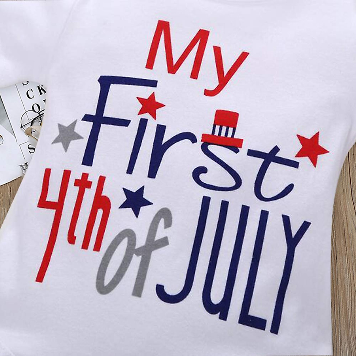 XFGLCK Newborn Infant Baby Boy 4th of July Shorts Set Short Sleeve Bodysuit + Stars Stripe Short American Flag Summer Outfits (My First 4th of July, 0-3 Months)