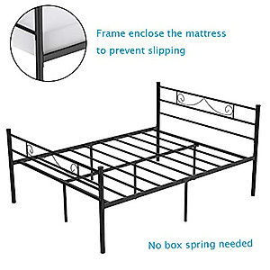 HAAGEEP Metal Platform Full Size Bed Frame with Headboard and Footboard 18 Inch Tall No Box Spring Needed Double Bedframe Storage