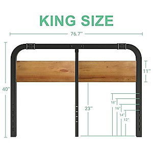 Nordicbed 40 Inch High Wood Headboard King, Farmhouse Headboard King Only, Rustic Headboard, Metal Slats, Easy Assembly