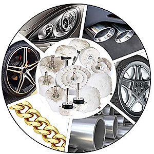 Polishing Pad Buffing Wheel Kit White Flannelette 12 Pack, Buffing Wheel for Drill for Metal Aluminum Stainless Steel Chrome Wood Plastic Ceramic Glass Woods Fabric Cotton Machine Jewelry etc