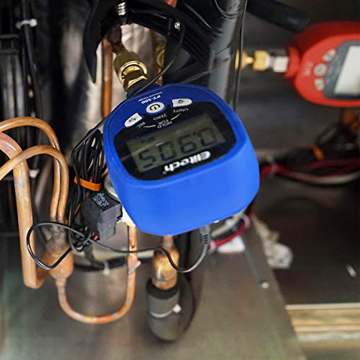 Elitech PGW-500 Wireless Digital Pressure Gauge with Temperature App Alerts for HVAC System IP65 Waterproof -14.5~500 PSI 1/8'' NPT