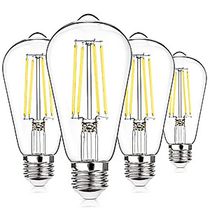 MAXvolador Vintage LED Edison Bulb Dimmable 60W Equivalent 850 Lumens, 6W Edison Light Bulbs Daylight White 5000K, Antique ST58 LED Filament Bulb E26 Base, CRI 85+, Clear Glass, Pack of 4