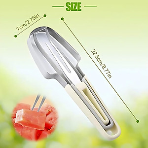 3-in-1 Watermelon Fork Slicer Cutter,Watermelon Cutter Slicer Tool,Stainless Steel Watermelon Windmill Cutter,Melon Cutter Knife Portability Fruit Fork for Kitchen, picnicking (Green)