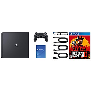 Playstation 4 Pro 1TB Solid State Drive Console with Red Dead Redemption 2 Bundle, 4K HDR, Playstation Pro Enhanced (Renewed)