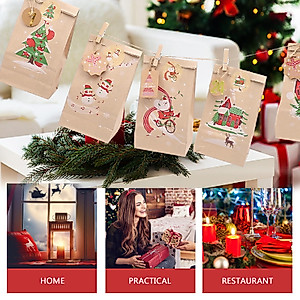 LUOZZY Bags Kraft Paper Xmas Cookies Bags Christmas Countdown Paper Bags Party Accessories