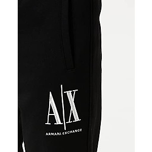 A|X ARMANI EXCHANGE mens Icon Project Embroidered Jogger Casual Pants, Black, Large US