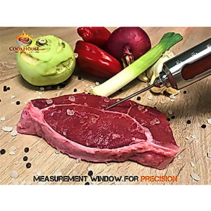 Meat Injectors for Smoking - Stainless Steel Marinade Injector Kit with Case and Window for BBQ, Grilling - 3 Syringe Needles for Injection of Flavor, Sauce - Food Injector for Turkey, Beef, Brisket