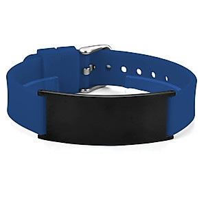 ZDBDH Customize Medical Safe SOS Jewelry 18MM Silicone Rubber Black Stainless Steel ID Sport Adjustable Bracelet,Awareness Medical Alert ID Bracelets Wristband for Teens Adult,Safe ID Bracelet,Black